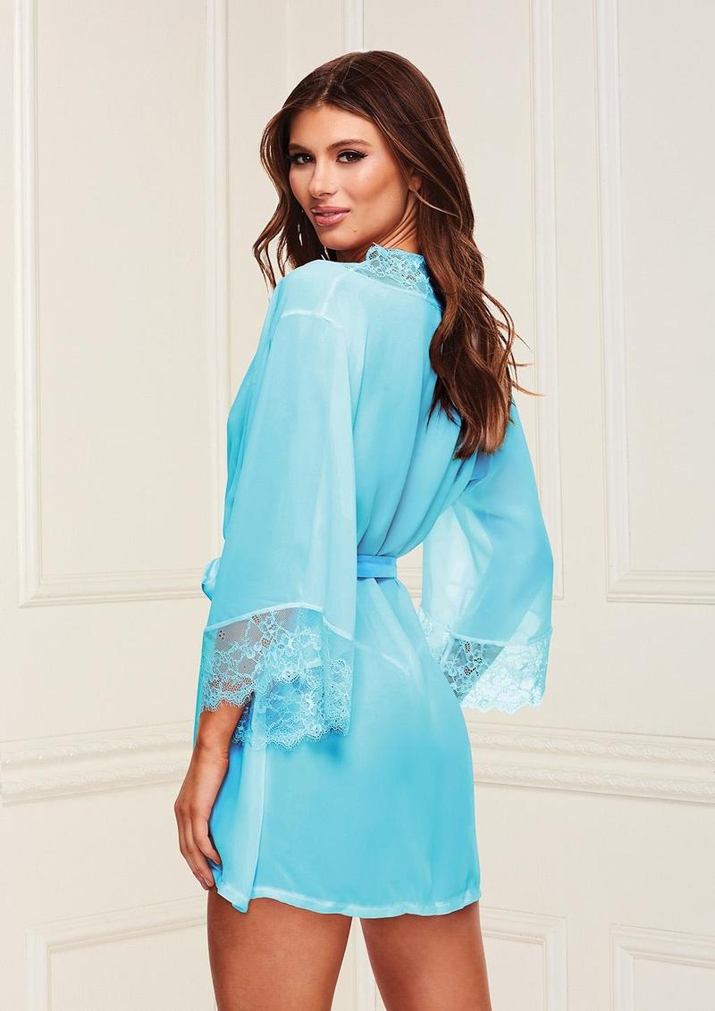 Sheer Chiffon and Lace Robe - Baci Lingerie